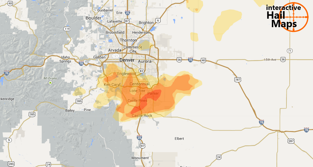 Hail Map Denver, Colorado June 6, 2012 - Interactive Hail Maps Hail Map Denver, Colorado June 6, 2012 - Interactive Hail Maps