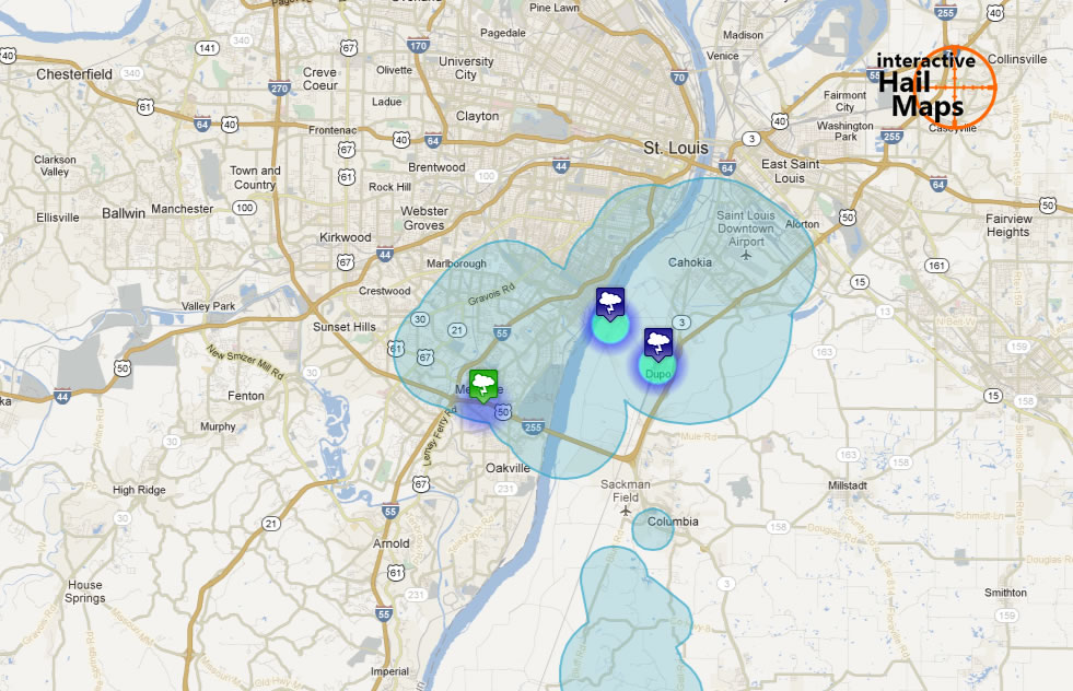 Hail Map Southern St. Louis July 8, 2012 - Interactive Hail Maps Hail Map Southern St. Louis July 8, 2012 - Interactive Hail Maps