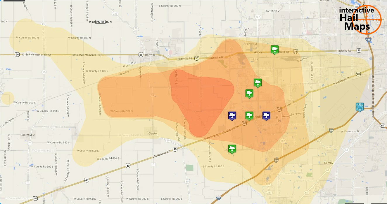 Hail Map for Danville, IN August 9, 2012 - Interactive Hail Maps Hail Map for Danville, IN August 9, 2012 - Interactive Hail Maps
