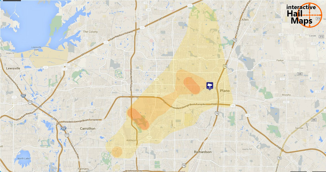 Hail Map for Plano, TX August 17, 2012 - Interactive Hail Maps Hail Map for Plano, TX August 17, 2012 - Interactive Hail Maps